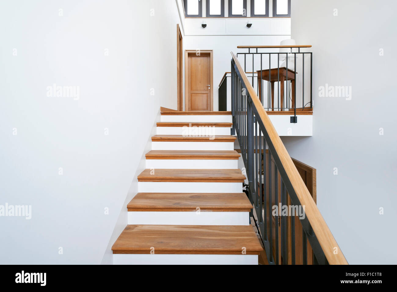beautiful apartment, interior, wooden staircase Stock Photo - Alamy