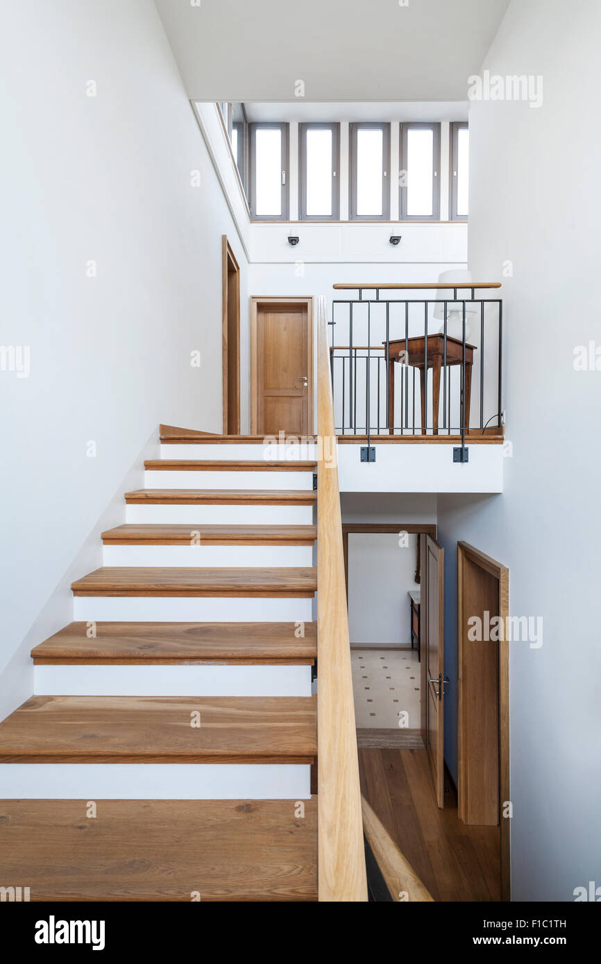 beautiful apartment, interior, wooden staircase Stock Photo - Alamy