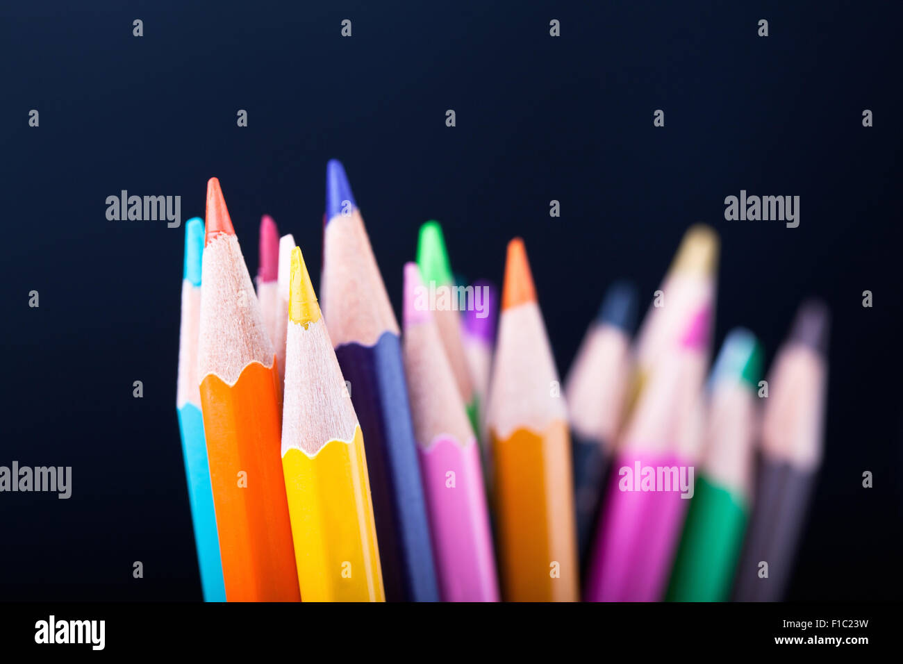 close up image of classic colored pensils Stock Photo - Alamy