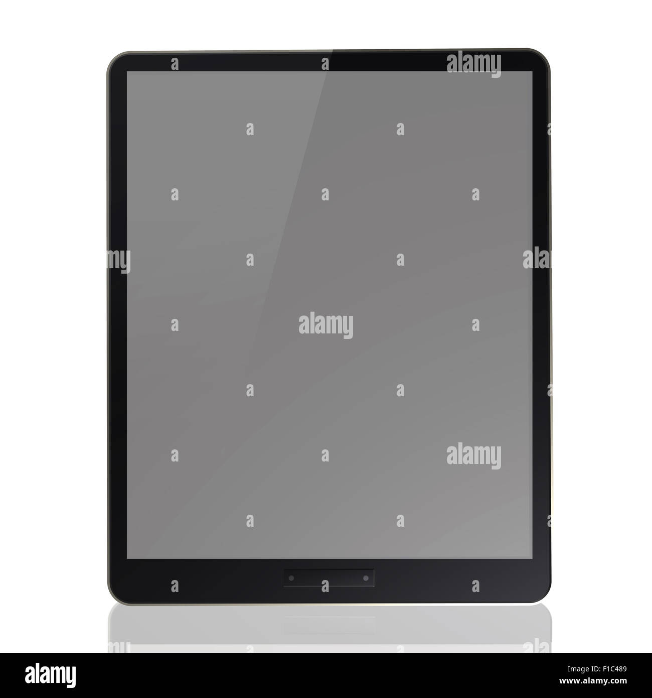 Black tablet pc on white background Stock Photo - Alamy