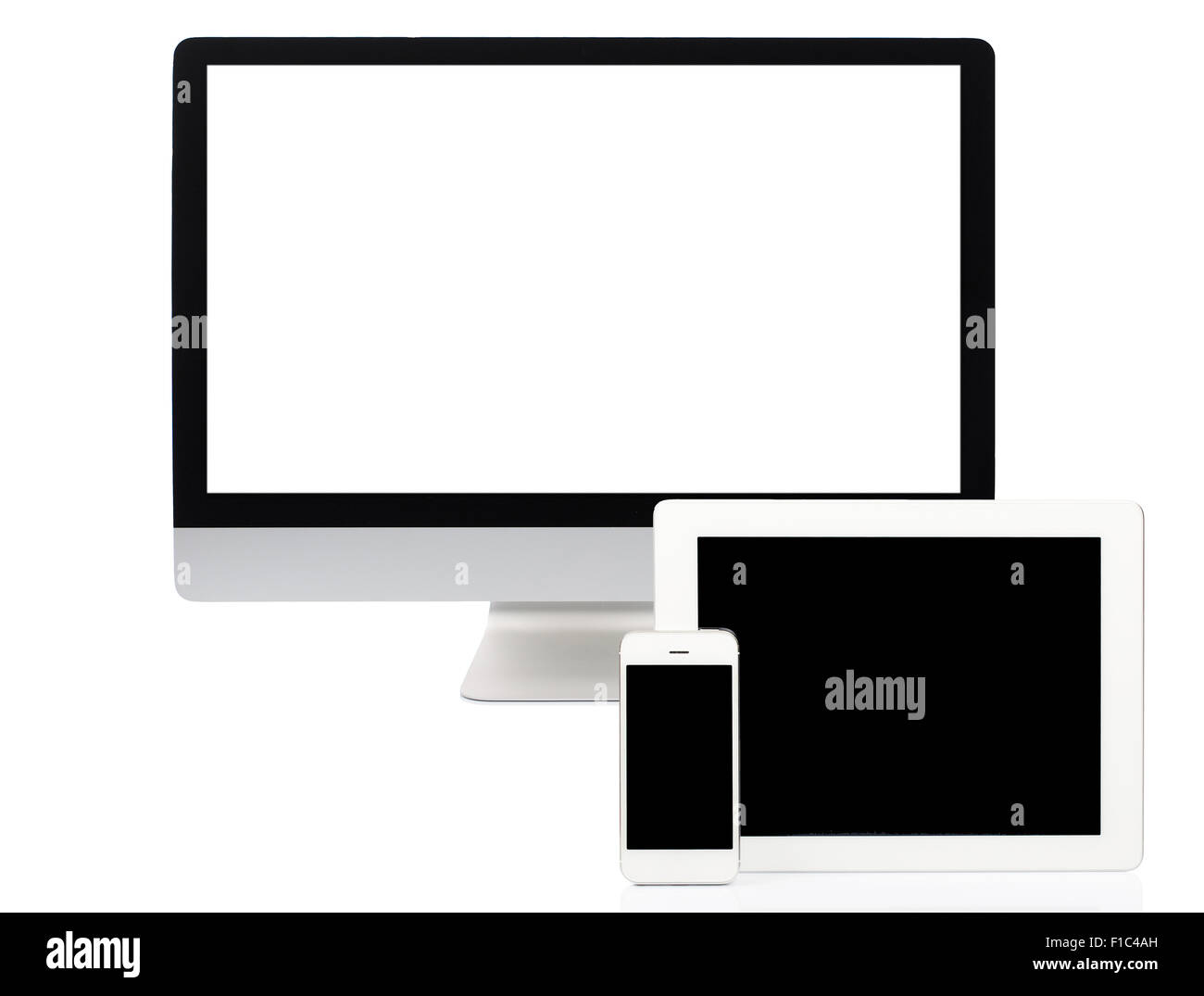 Computer, Tablet and Smartphone on White Background Stock Photo - Alamy