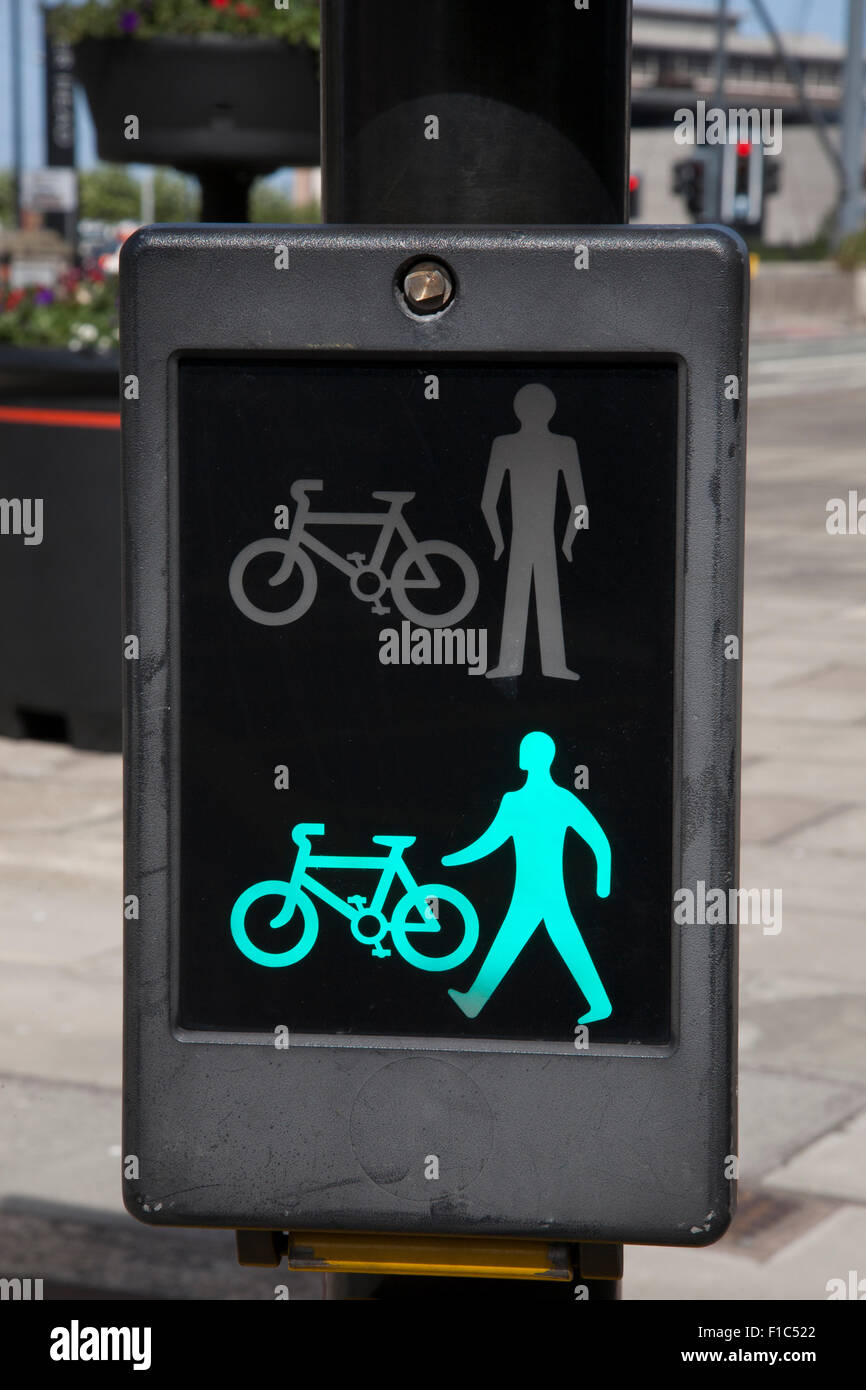 Pedestrian and Cyclist Traffic Light at Crossing in Urban Setting Stock ...