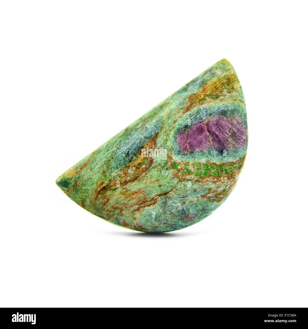 Natural ruby in zoisite on a white background Stock Photo - Alamy