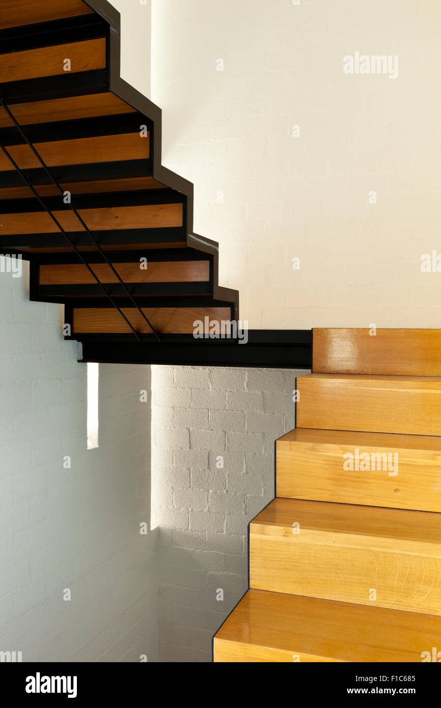 interior modern villa, passage, wooden staircase Stock Photo - Alamy