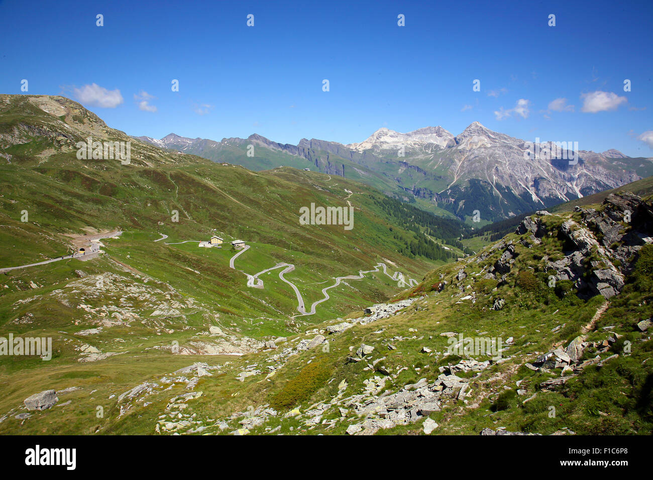Alpine road on Splugen pass in Switzerland Stock Photo - Alamy