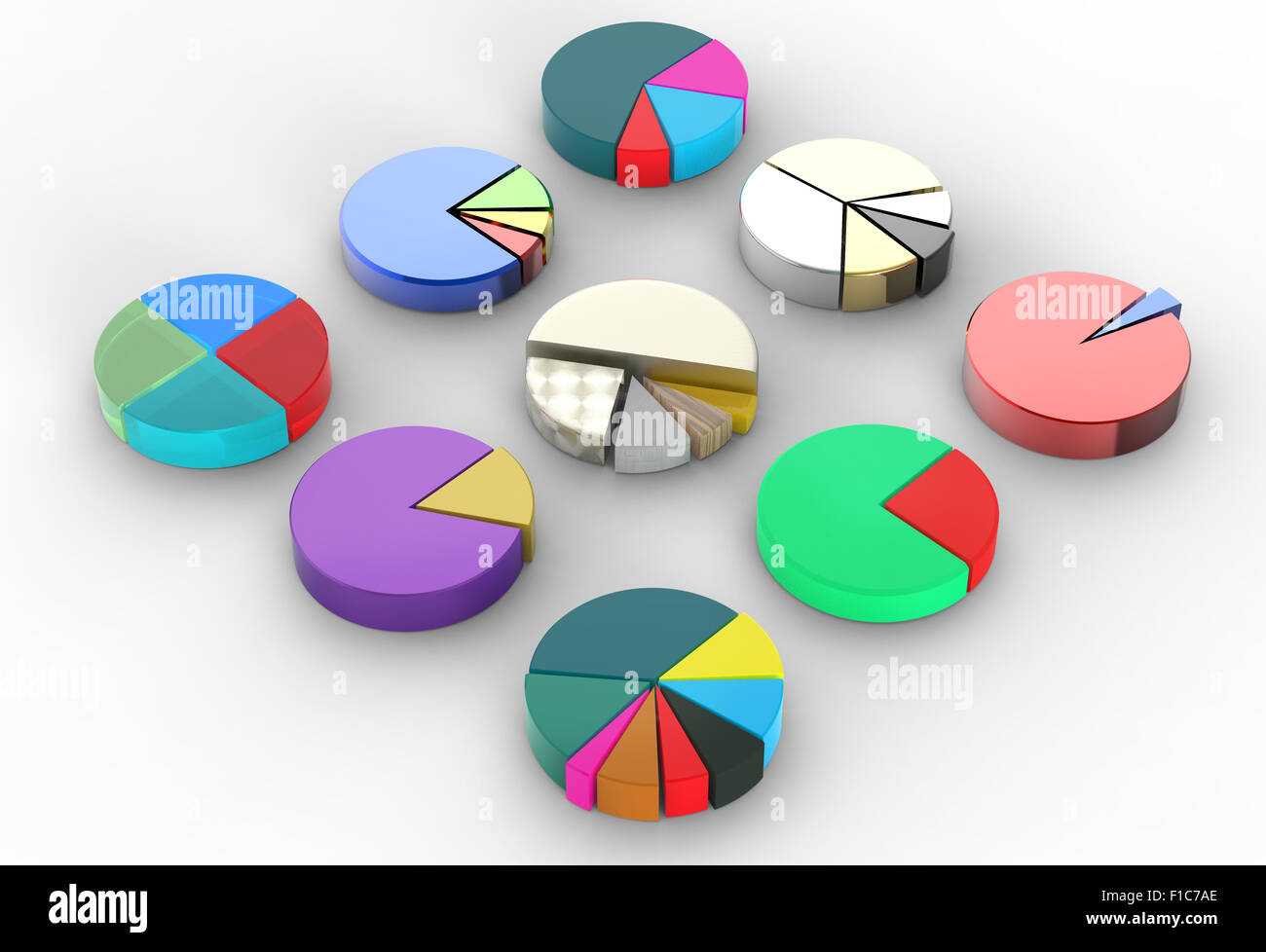 set of different pie chart on isolated background Stock Photo - Alamy