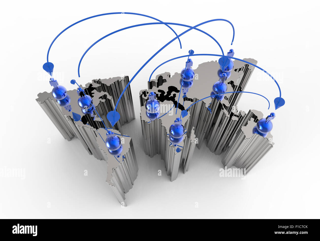 social network human 3d on world map as concept Stock Photo - Alamy