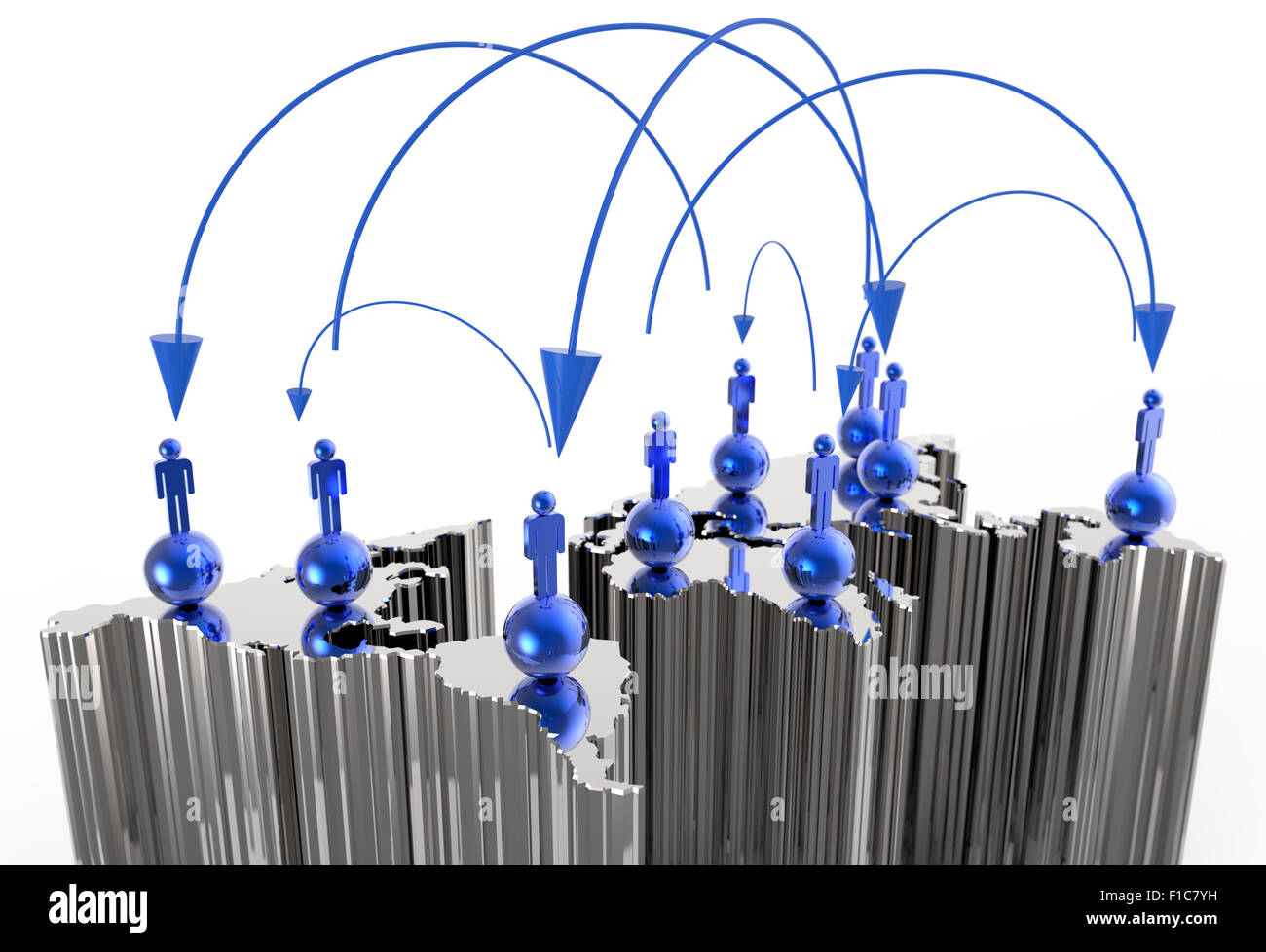 social network human 3d on world map as concept Stock Photo - Alamy