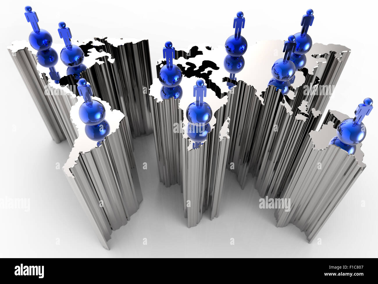 social network human 3d on world map as concept Stock Photo - Alamy