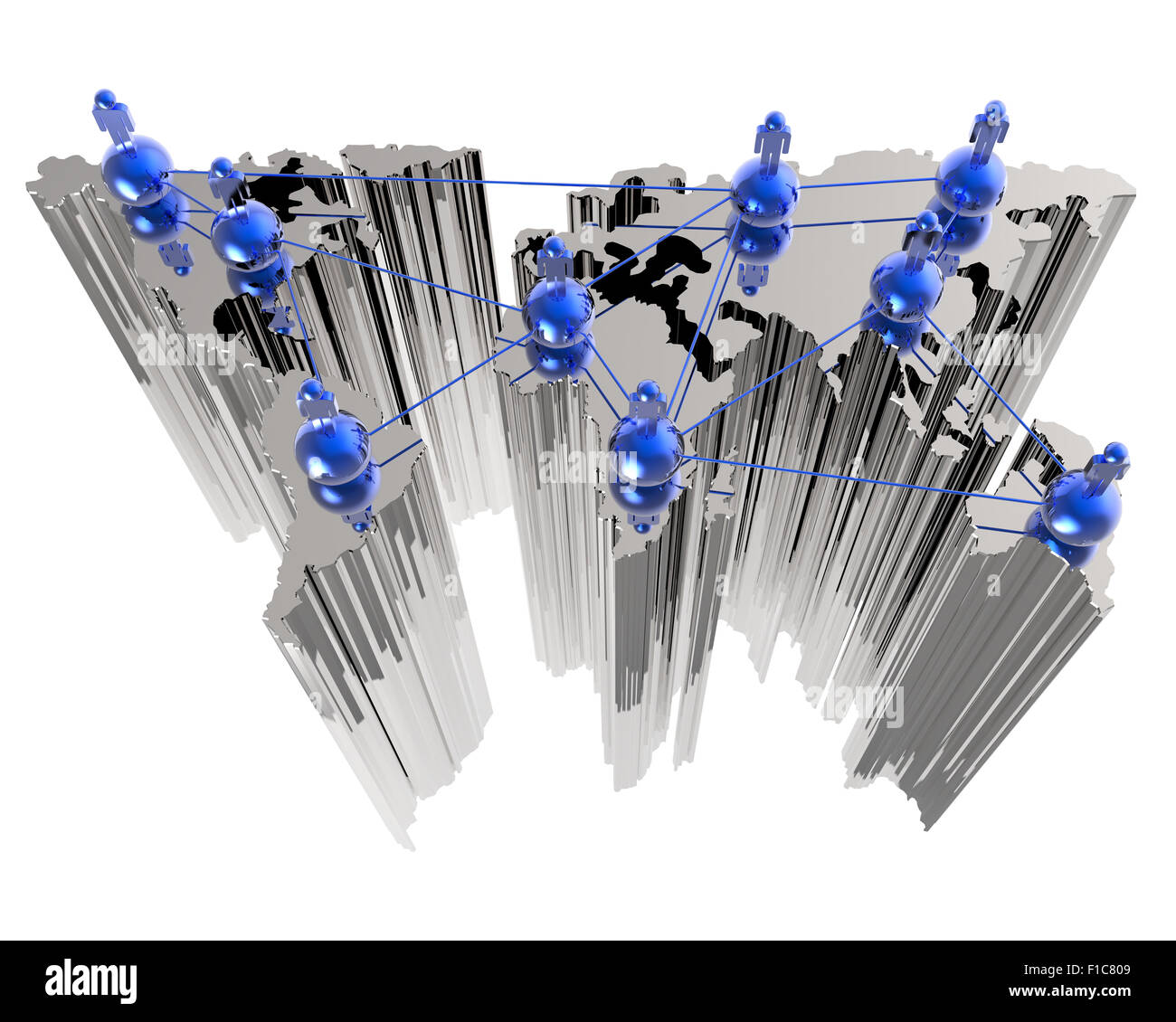 social network human 3d on world map as concept Stock Photo - Alamy