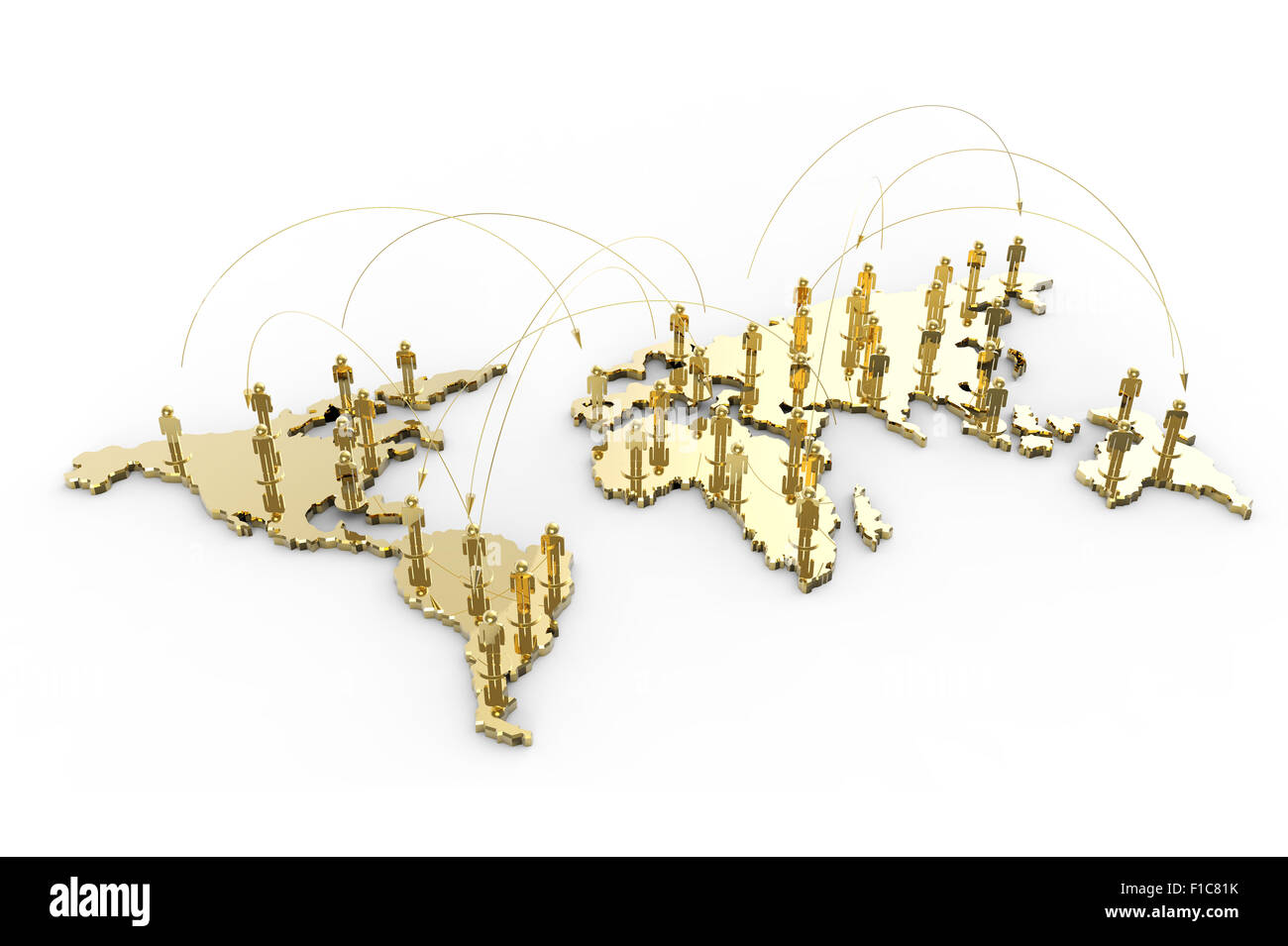 social network human 3d on world map as concept Stock Photo - Alamy