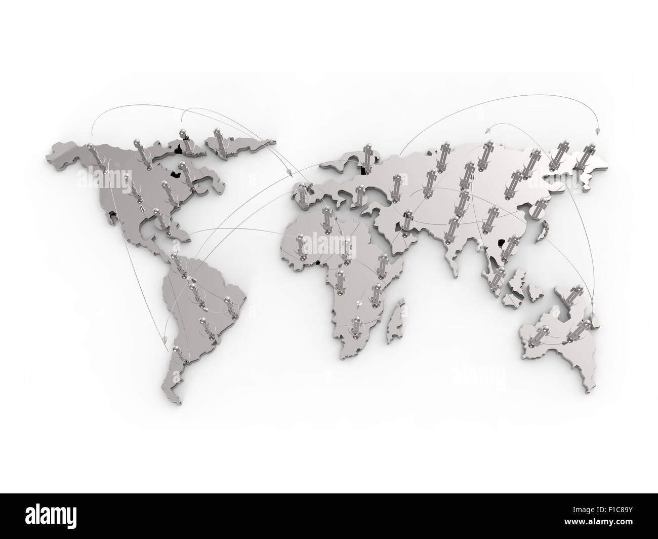 social network human 3d on world map as concept Stock Photo - Alamy