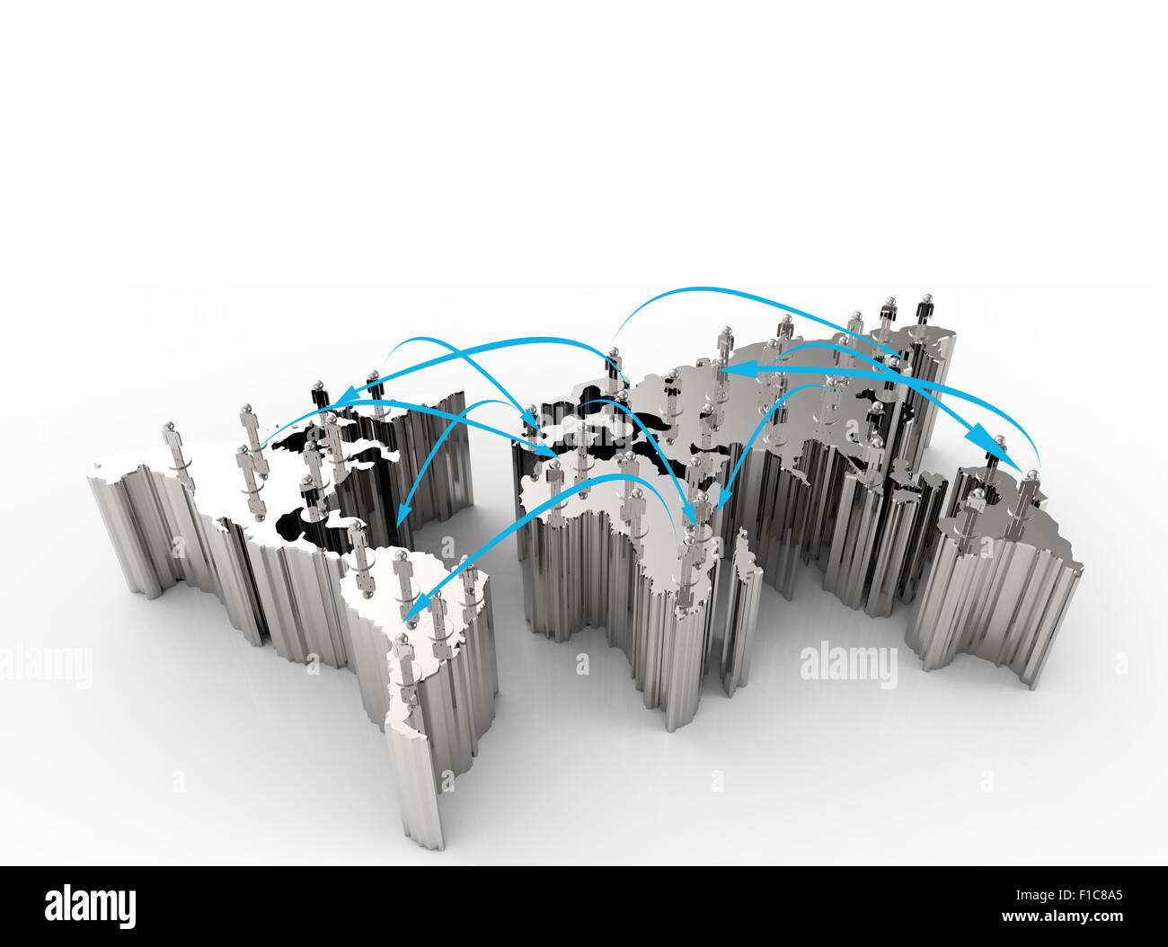 social network human 3d on world map as concept Stock Photo - Alamy