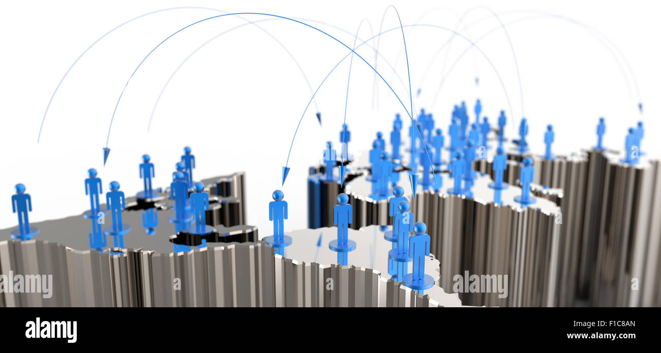 social network human 3d on world map as concept Stock Photo - Alamy