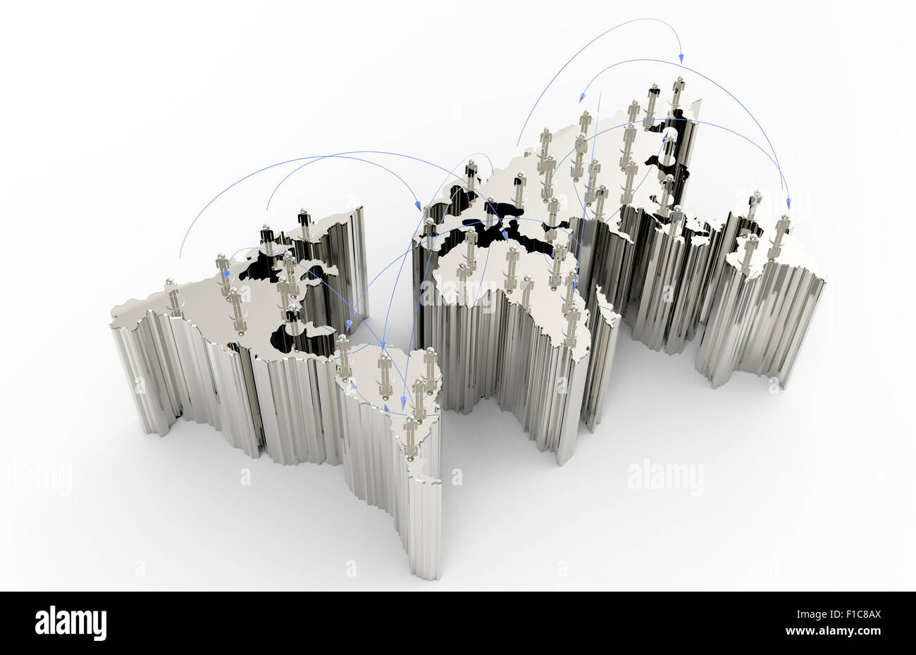 social network human 3d on world map as concept Stock Photo - Alamy