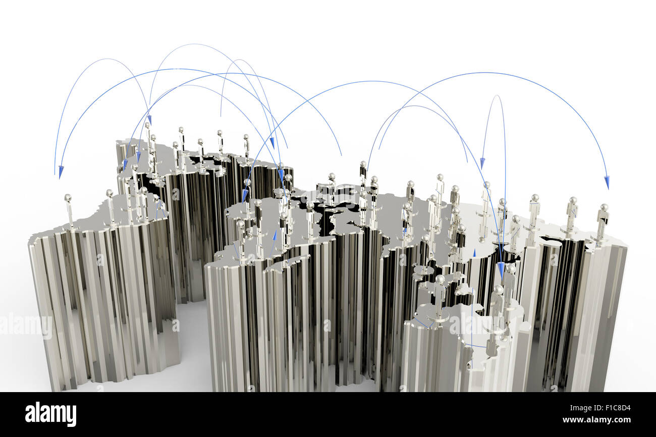 social network human 3d on world map as concept Stock Photo - Alamy