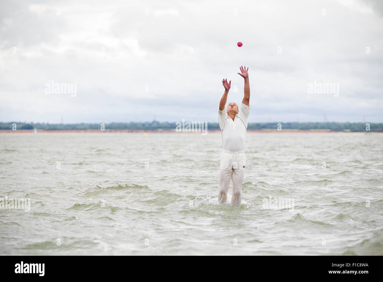 Action gets underway at the annual Bramble Bank cricket match in the ...