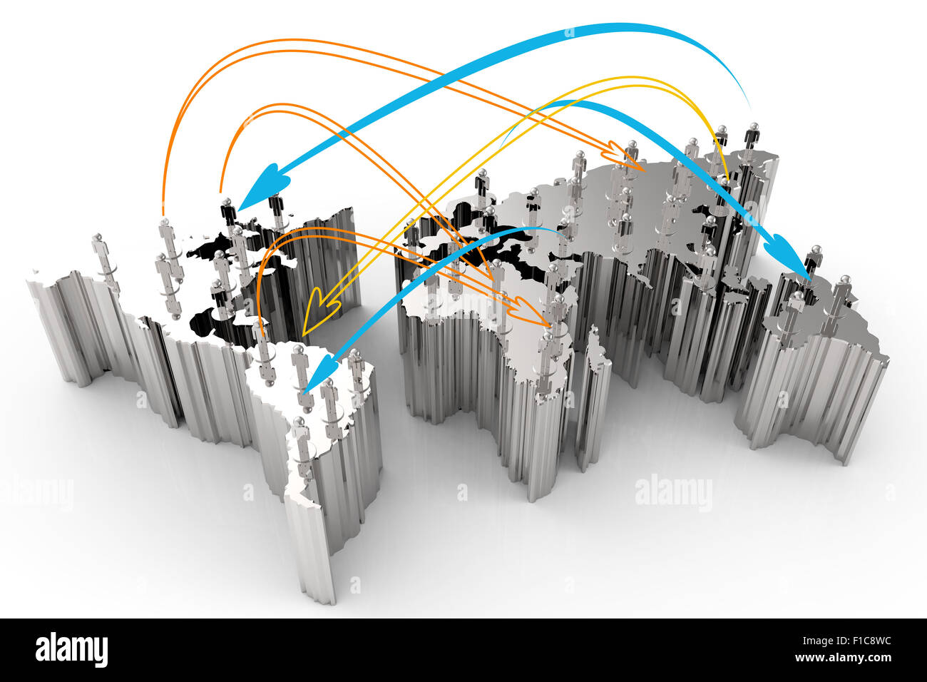 social network human 3d on world map as concept Stock Photo - Alamy