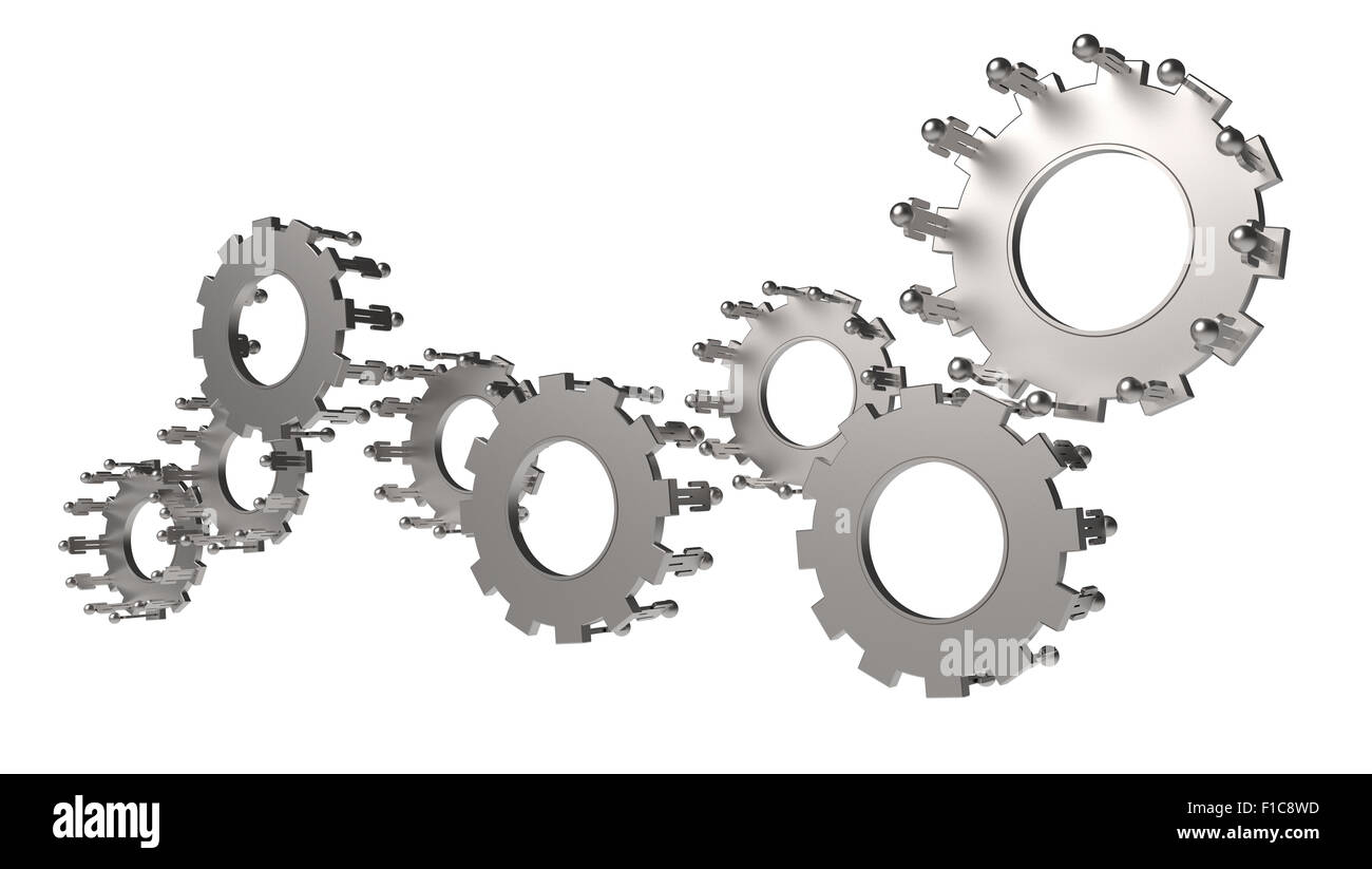 Model of 3d figures on connected cogs as industry concept Stock Photo ...