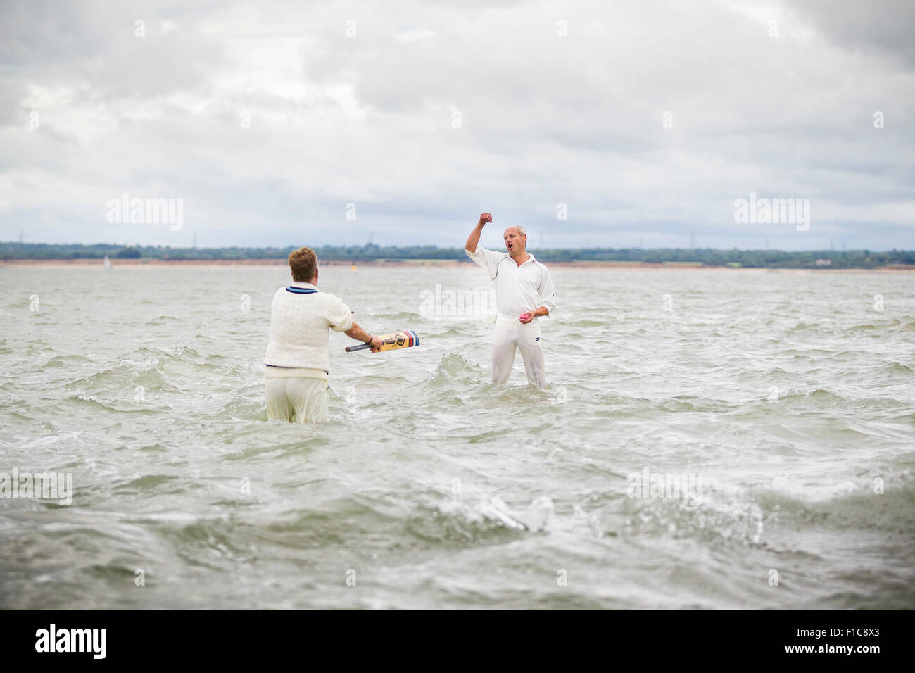 Action gets underway at the annual Bramble Bank cricket match in the ...