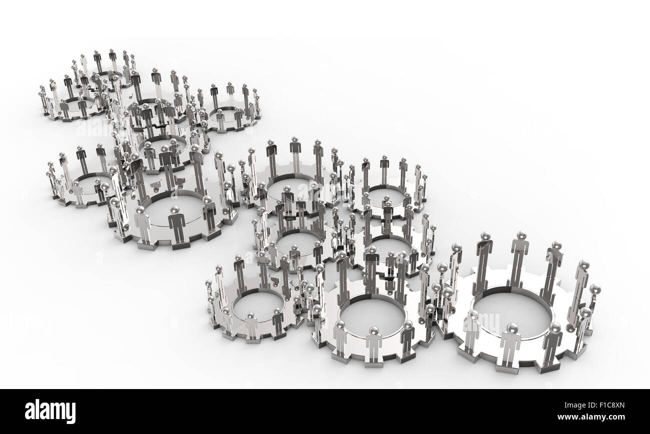 Model of 3d figures on connected cogs as industry concept Stock Photo ...