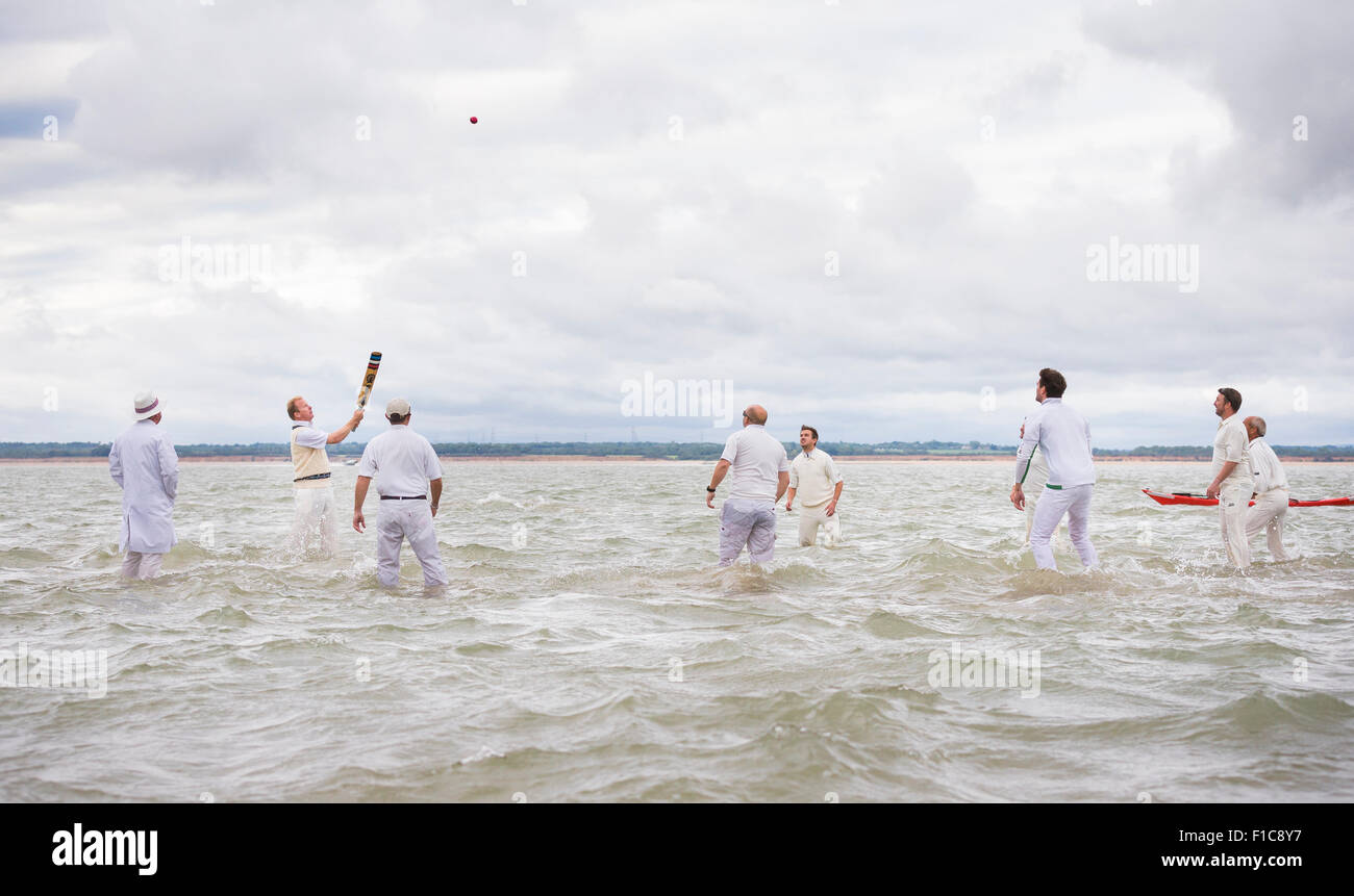 Action gets underway at the annual Bramble Bank cricket match in the ...