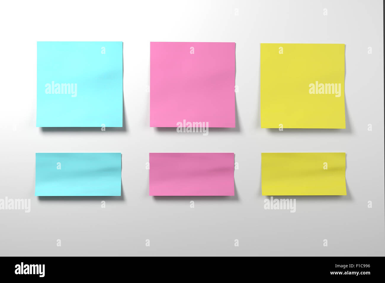 Three isolated on white stiker setcian, blue, ping, yellow colors Stock ...