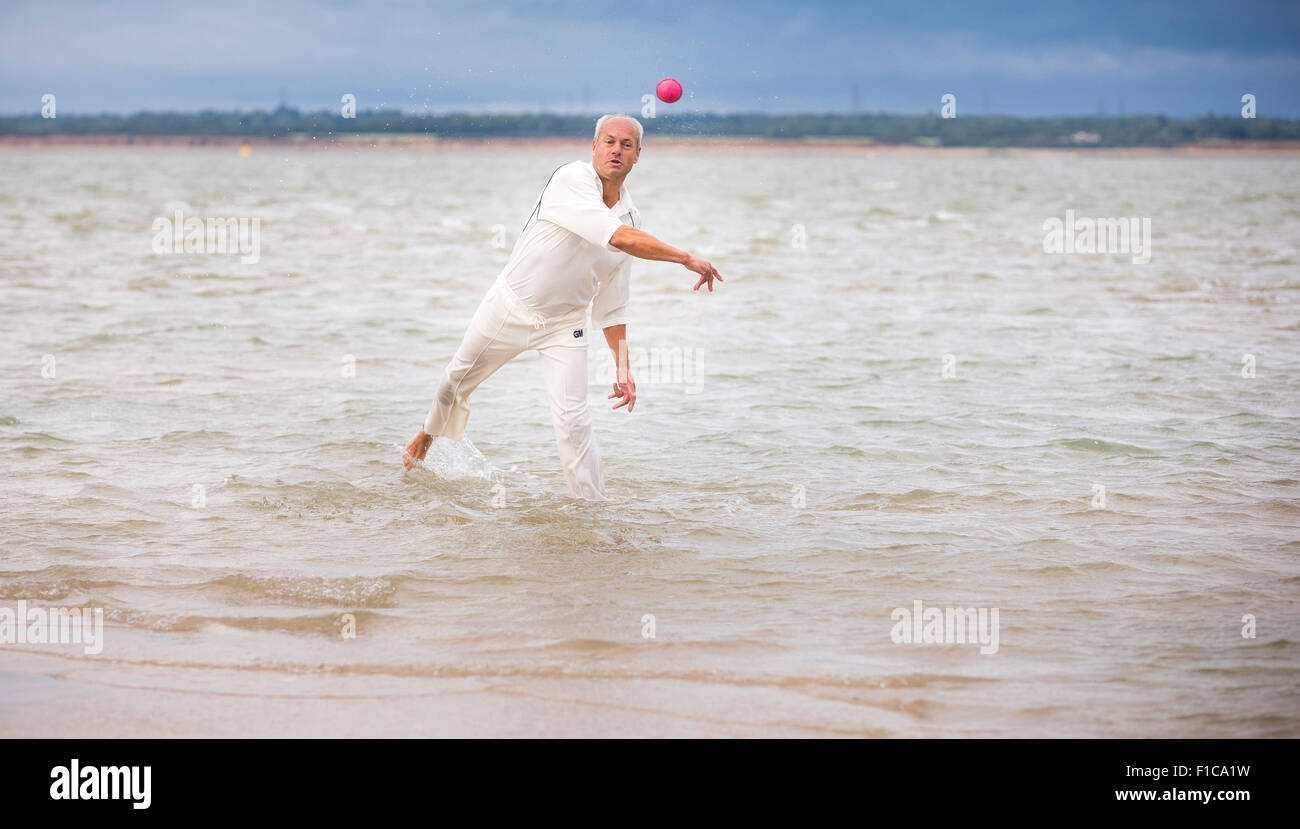 Action gets underway at the annual Bramble Bank cricket match in the ...