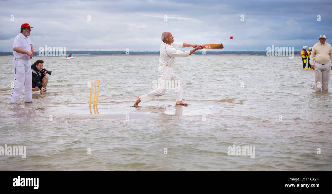 Action gets underway at the annual Bramble Bank cricket match in the ...