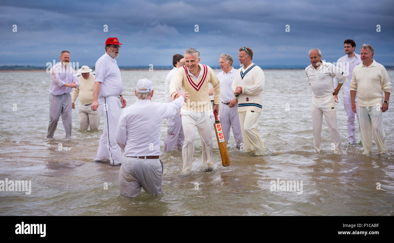 Action gets underway at the annual Bramble Bank cricket match in the ...