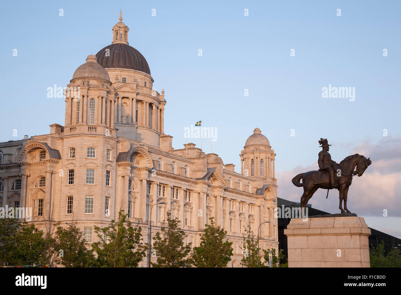 Edward VII Statue and Port Building at Pier Head; Liverpool; England ...