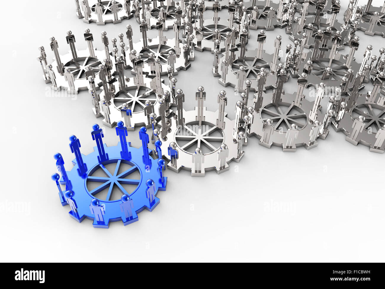 Model of 3d figures on connected cogs as leadership concept Stock Photo ...