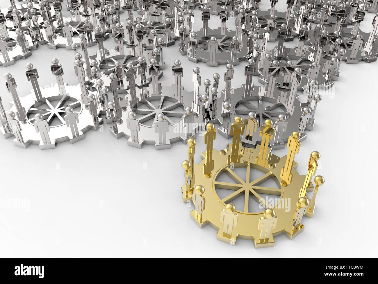 Model of 3d figures on connected cogs as leadership concept Stock Photo ...