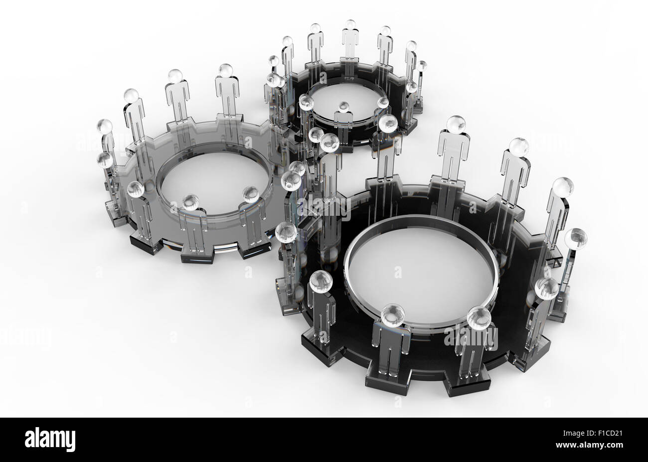 Model of 3d figures on connected cogs as leadership concept Stock Photo ...