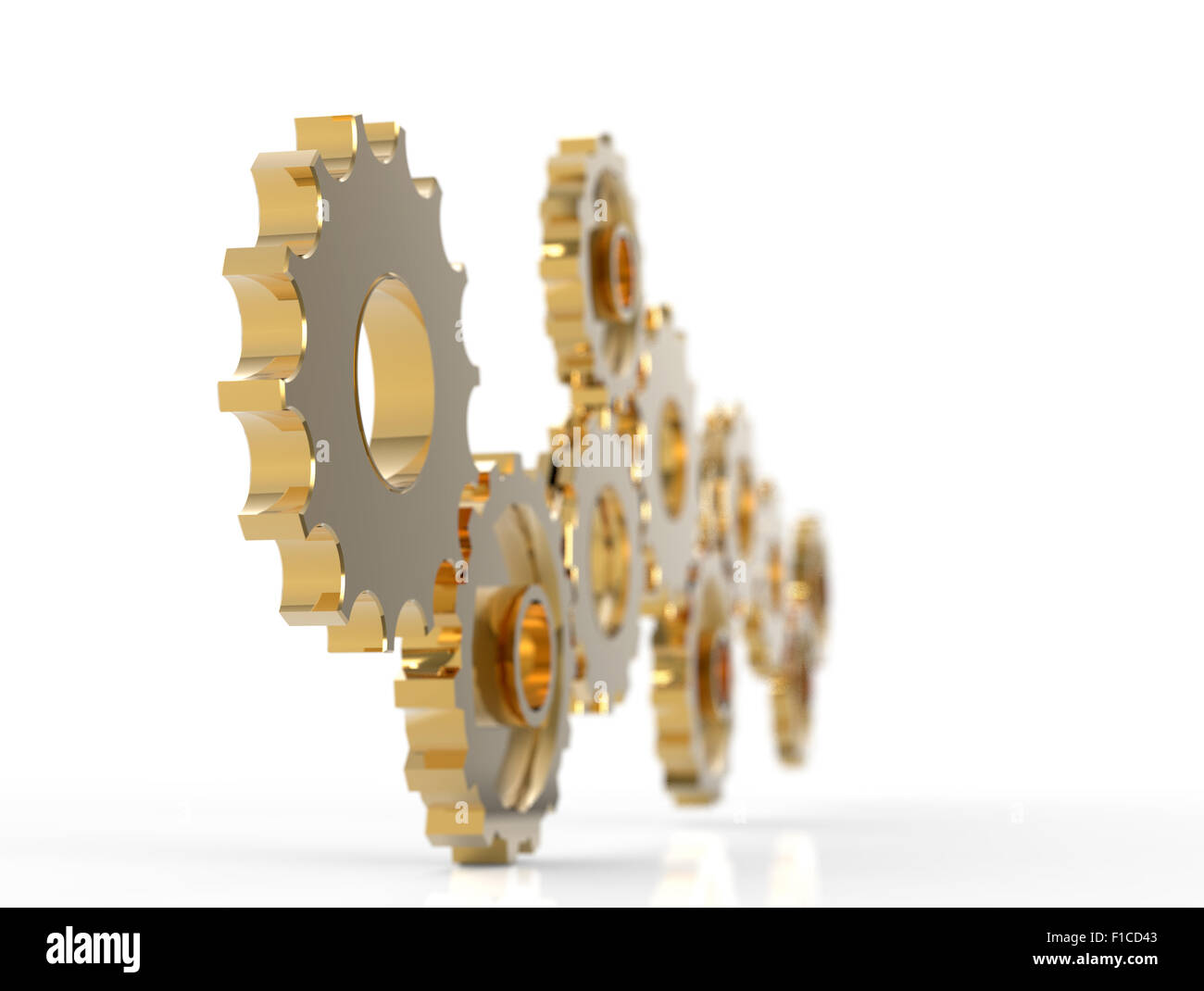 Metal polished gears. 3d image. Isolated white background Stock Photo ...
