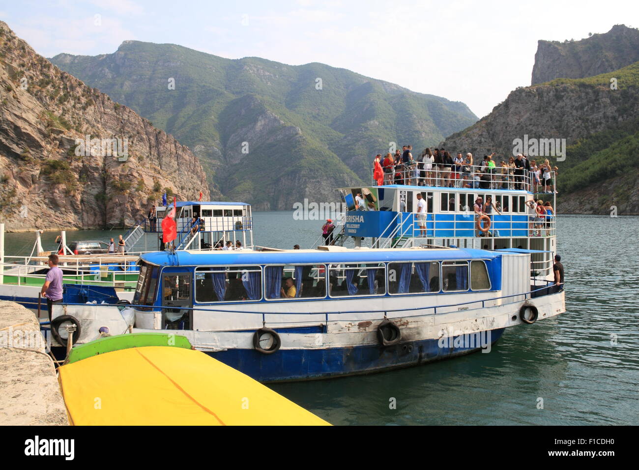 Komani Terminal, Komani-Fierza passenger ferry, Lake Komani, Drini ...