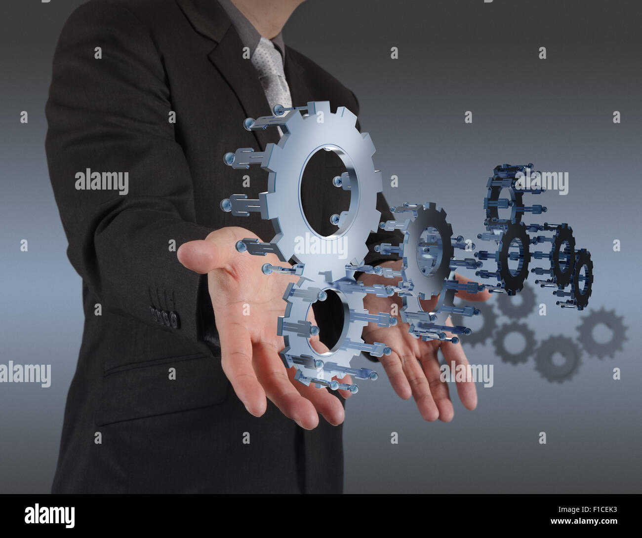 businessman hand working with new modern computer and business strategy ...