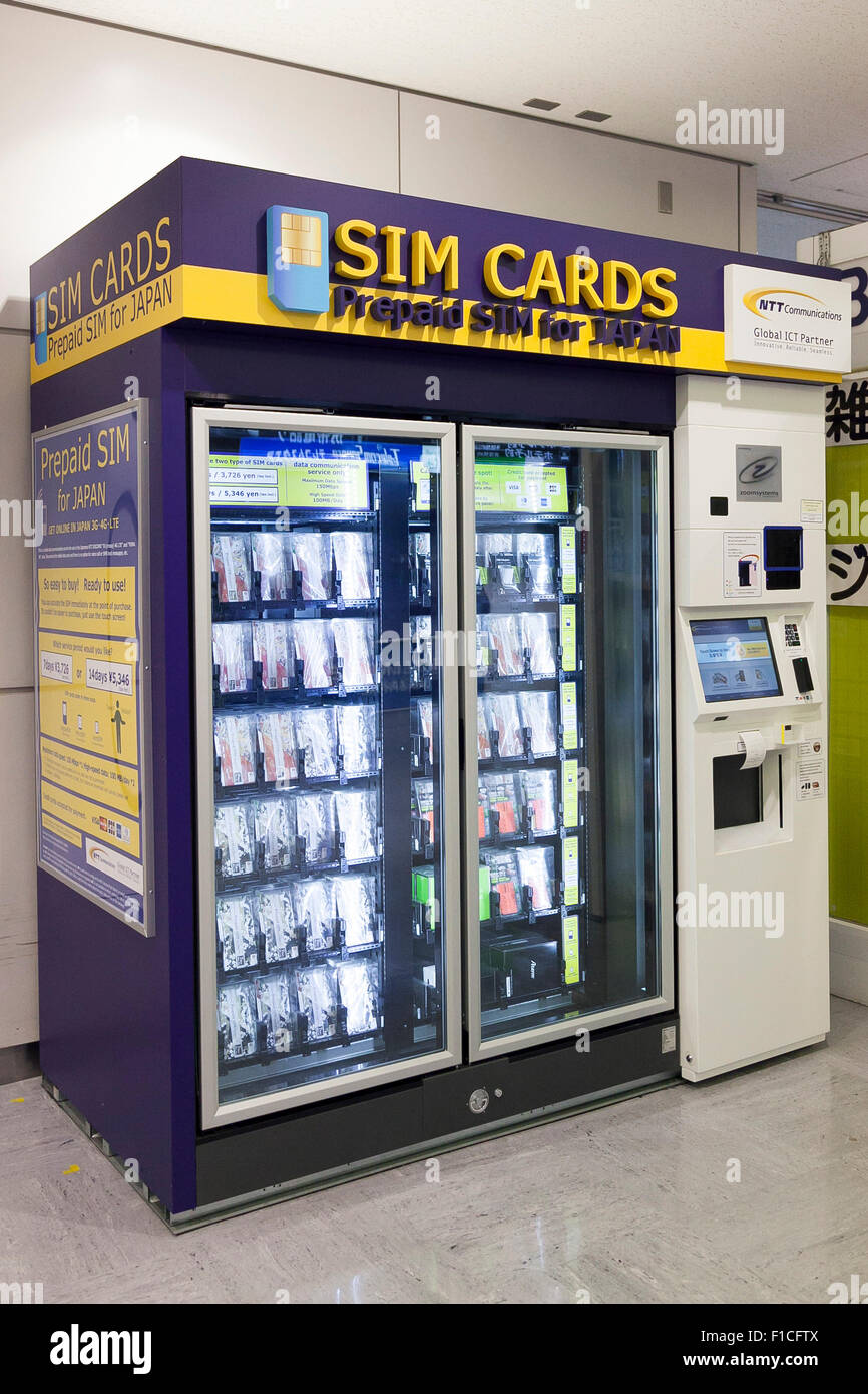 A SIM card vending machine in the arrival lobby of Narita International ...