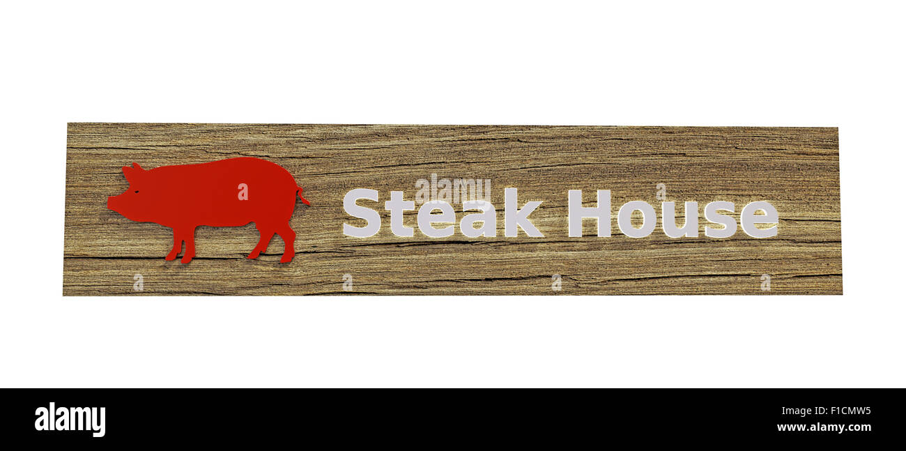 steak house sign isolated on white background Stock Photo - Alamy