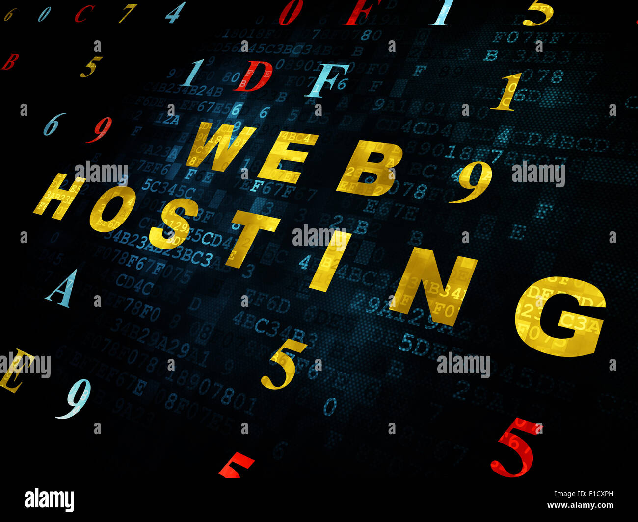 Web development concept: Web Hosting on Digital background Stock Photo ...