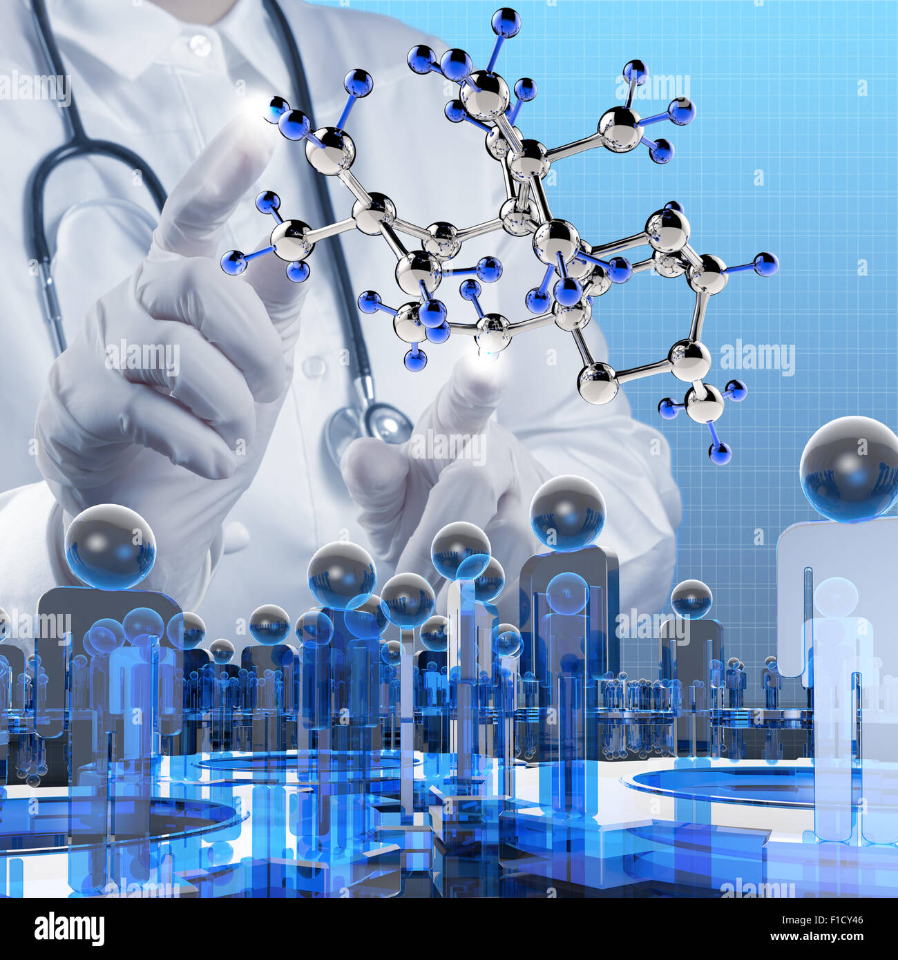 Medicine doctor hand working with modern computer interface as medical ...