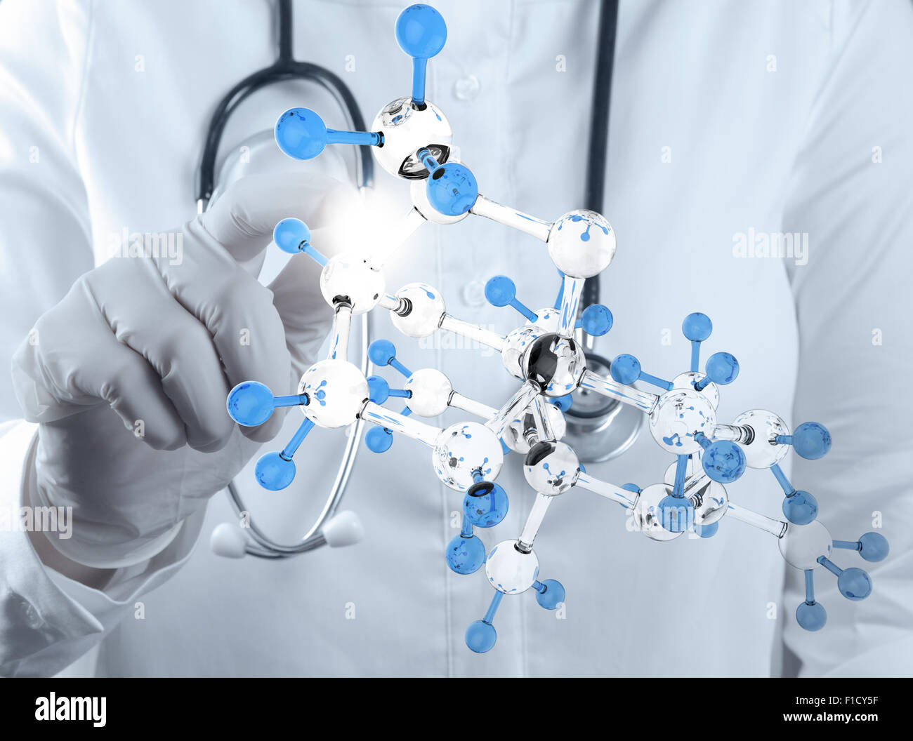 Medicine doctor hand working with modern computer interface as medical ...