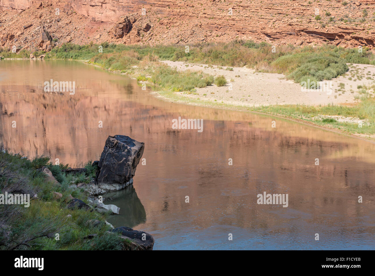 Red rock canyon of the Colorado River along scenic Highway 128 north of ...