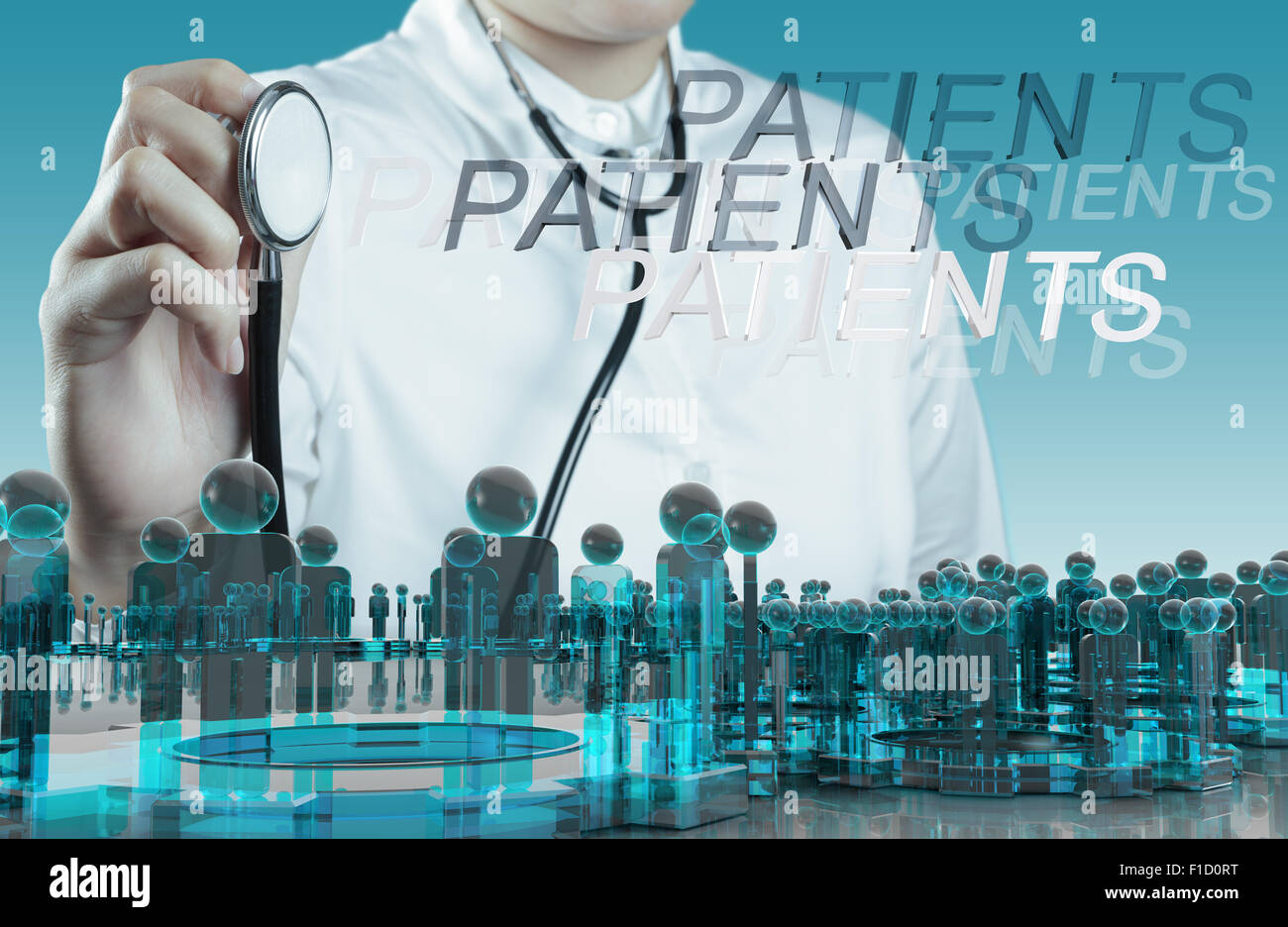 Medicine doctor hand working with modern computer interface as medical ...