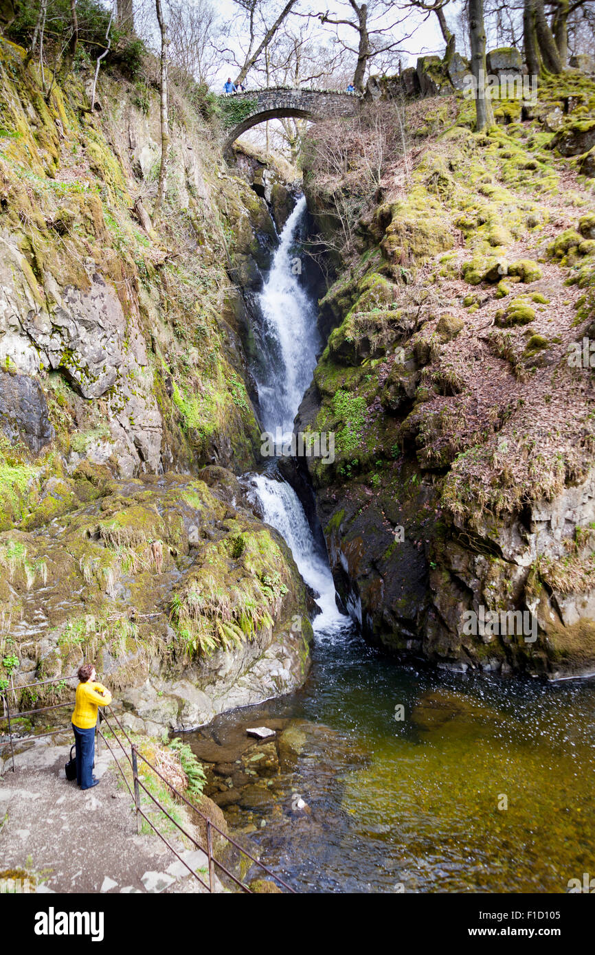 Aira Force waterfall, near Glenridding and Lake Ullswater, Lake ...