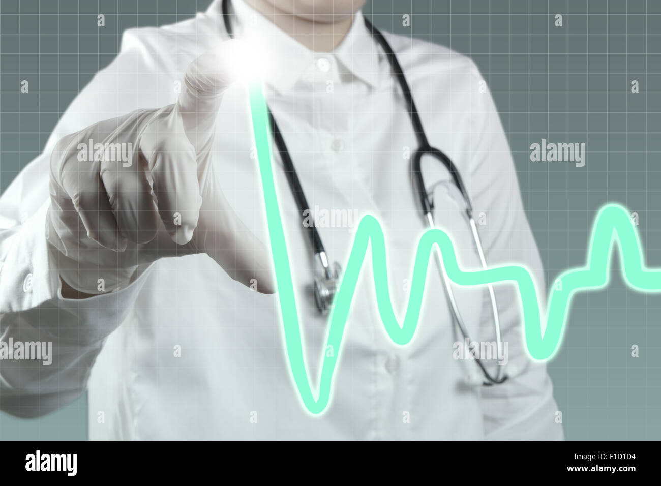 Medicine doctor hand working with modern computer interface as medical ...