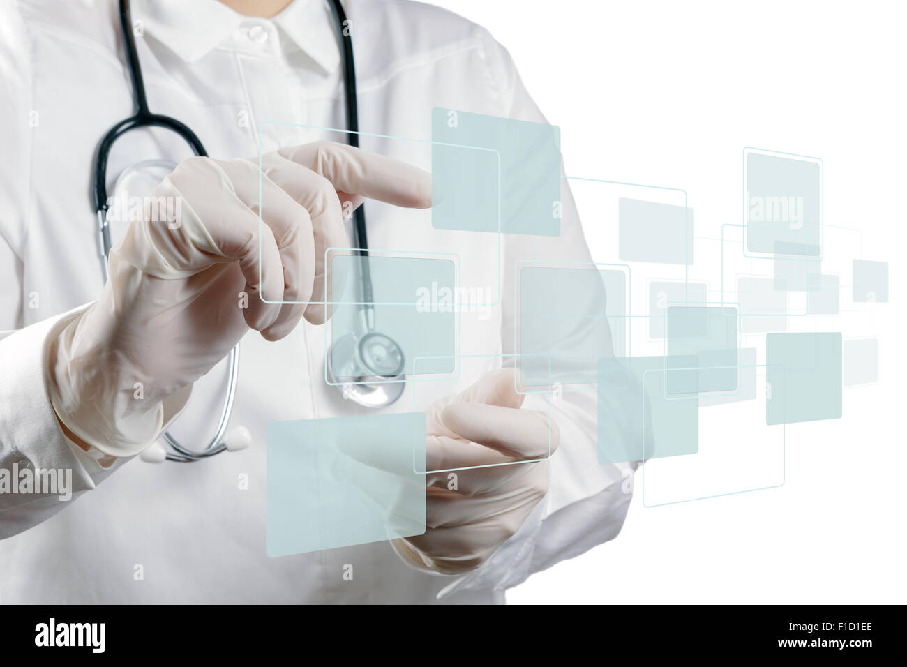 Medicine doctor hand working with modern computer interface as medical ...