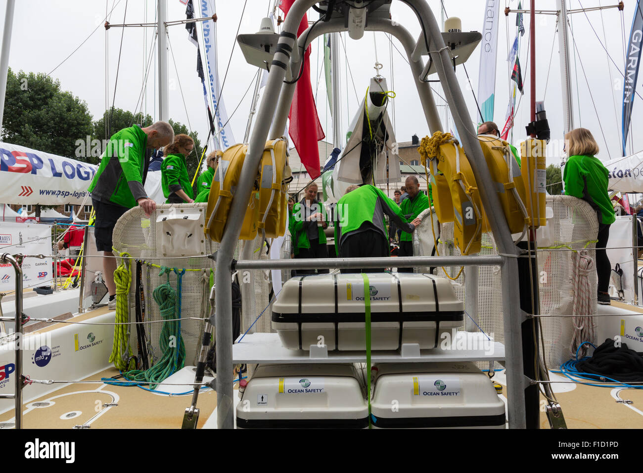 Crew members of Clipper yacht Visit Seattle moored in St Katharine ...
