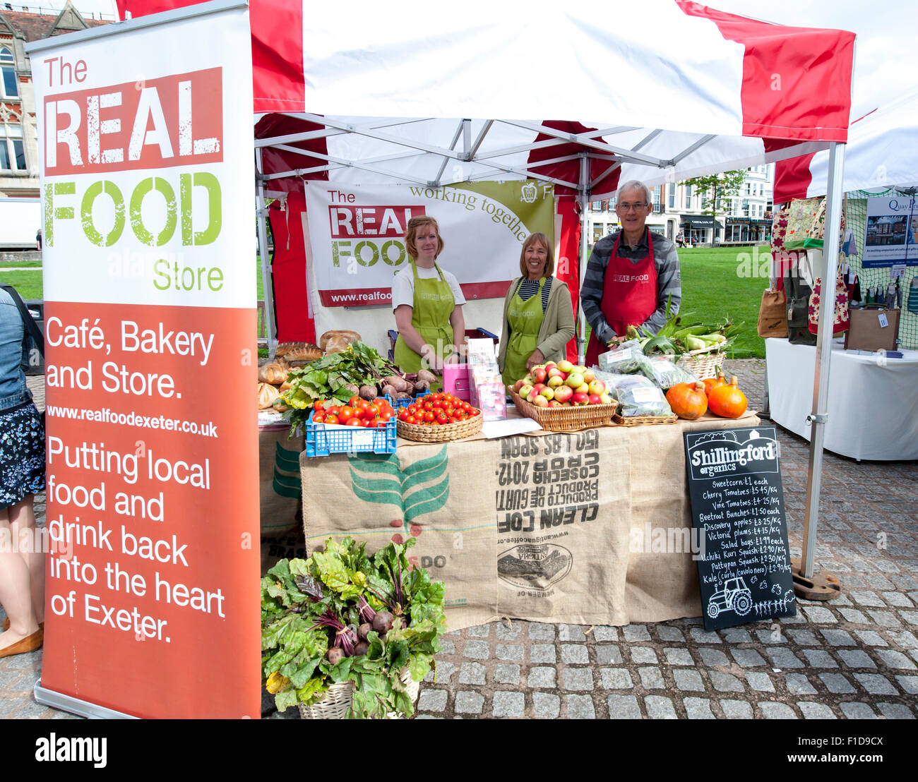 Exeter, Devon, UK. 1st September, 2015. The Real Food Store set up it ...