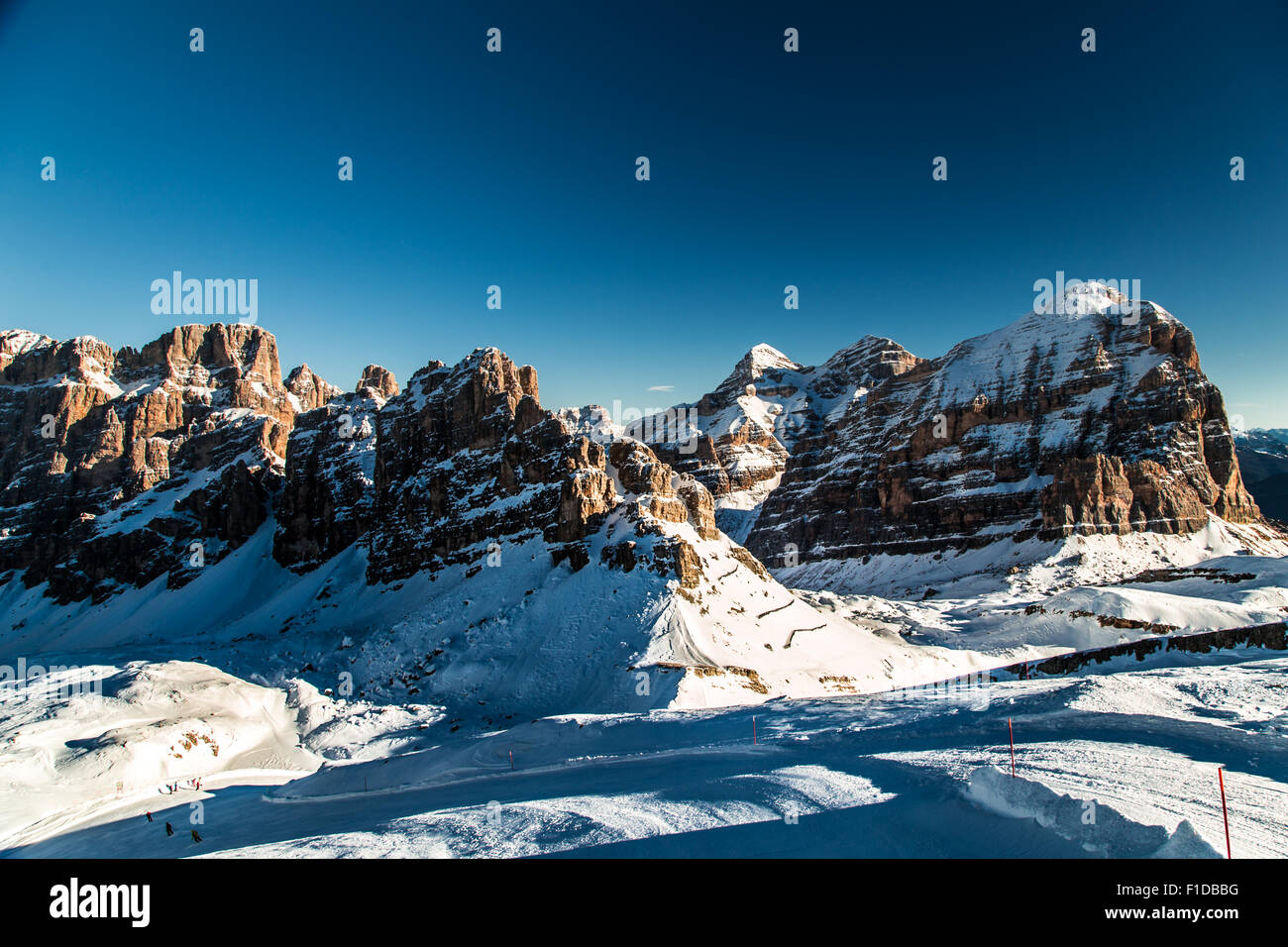 winter in the italian alps, with the ski slope full of snow Stock Photo ...